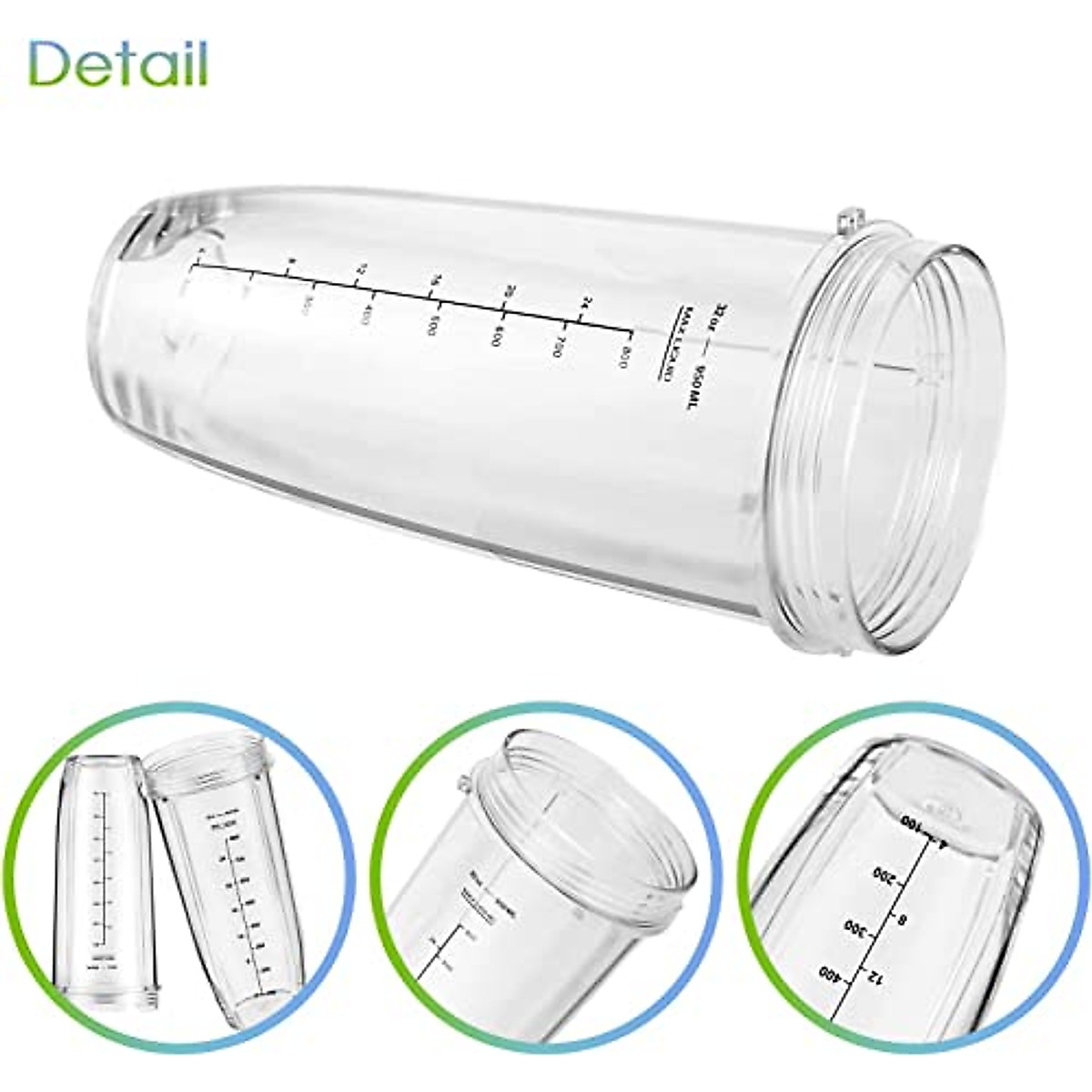 Replacement Part for Nutri Ninja Blender 2-Pack 32oz Replacement Cups Compatible with Nutri Ninja Auto-iQ Series Blenders