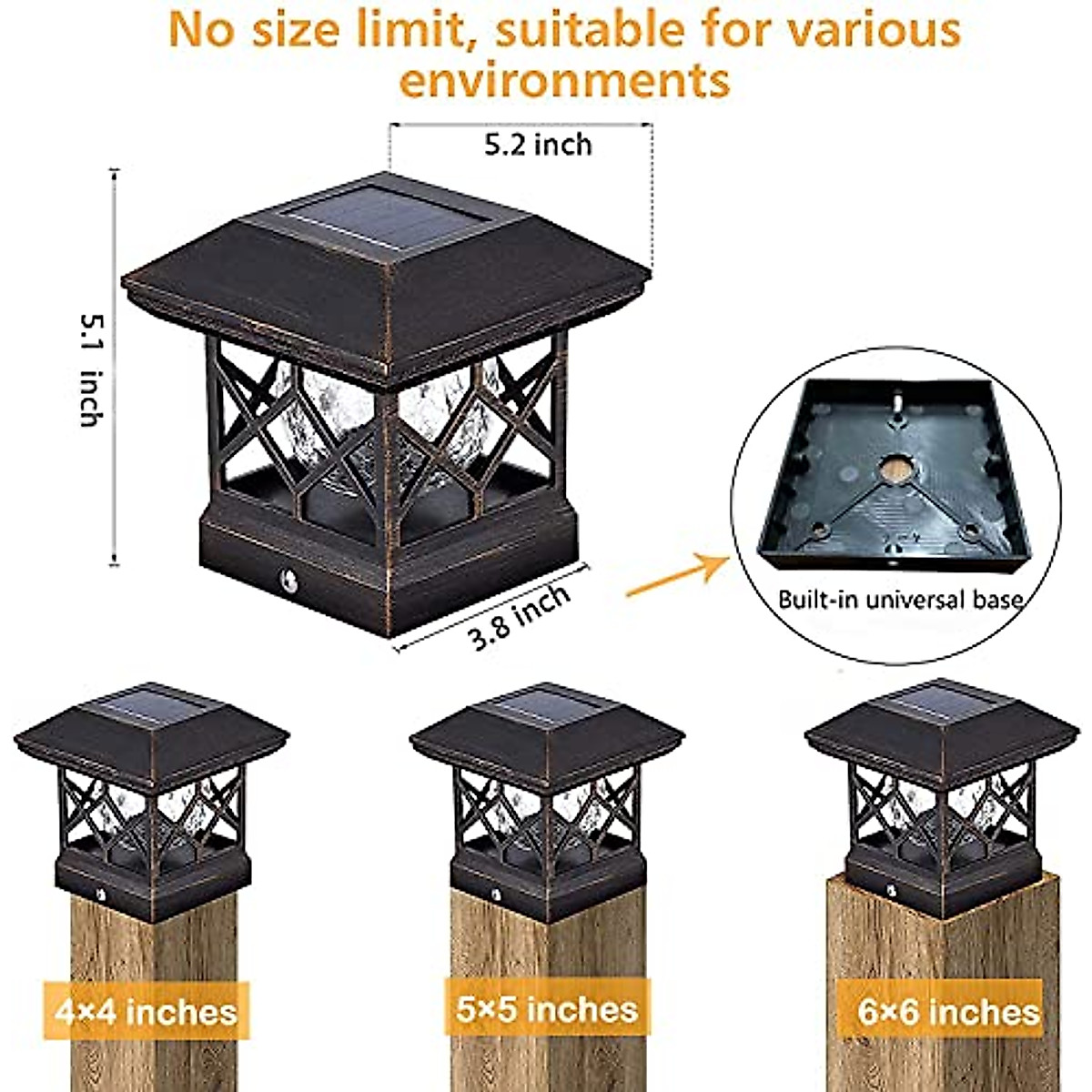 TWINSLUXES Solar Post Cap Lights Outdoor - Waterproof LED Fence Post Solar Lights for 3.5x3.5/4x4/5x5 Wood Posts in Patio, Deck or Garden Decoration…………