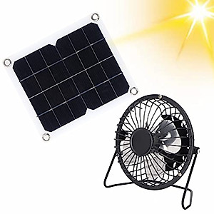 Oreilet 10W Solar Panel Powered Fan, RVs Outdoor Breeding Solar Powered Fan Ventilator, Waterproof Solar Energy Cooling Fan with 4 x Suction Cup, Photovoltaic Solar Panel for Chicken Pet House