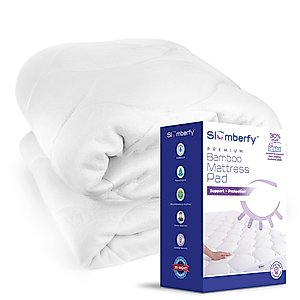 Queen Size Waterproof Premium Mattress Pad by Slumberfy – Quilted Fitted Bamboo Mattress Protector - All Natural & Breathable Fabric, Cooling Mattress Topper (60x80 in)