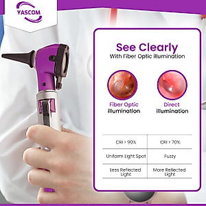 YASCOM Otoscope Professional Diagnostic Ear Otoscope with Light Pocket Size Ear Infection Checker with 10x Specula & Case, Ear Otoscope for Doctors, Nurses, & Students