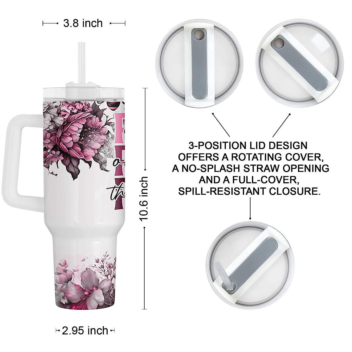 Fancyfams - Christian Gifts for Women Faith, 40 oz Tumbler Travel Mug - Birthday & Religious Gifts, Inspirational Best Friend Tumbler (Pray - 40oz)