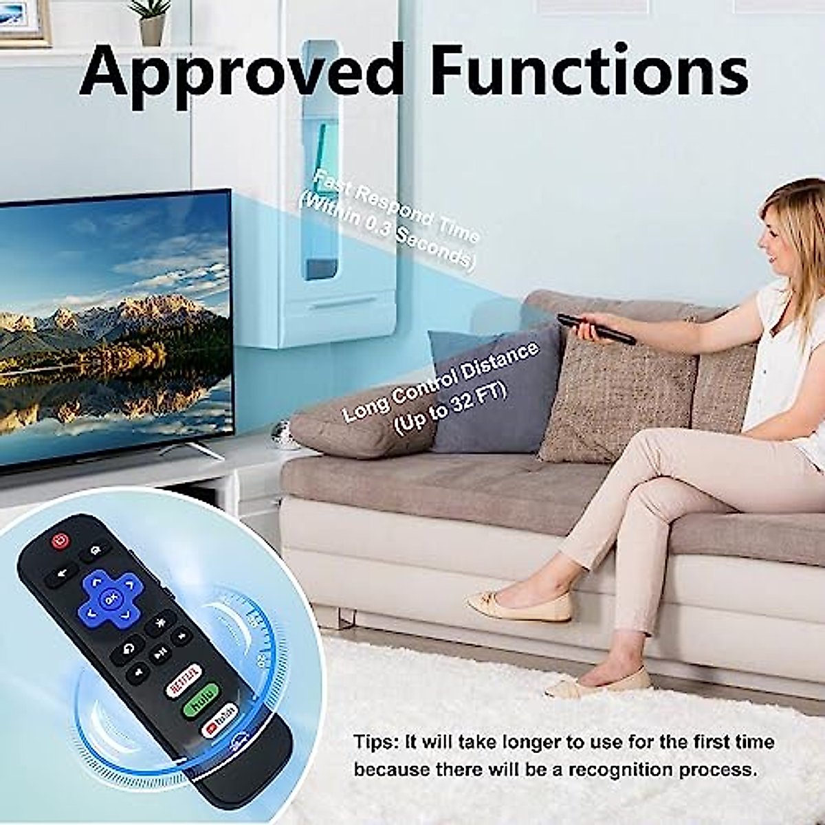 [Newest, Pack of 2] Replaced Roku TV Remote with Magnetic Holder, Only for Roku TV, Compatible for TCL Roku/Hisense Roku/Onn Roku/Sharp Roku/Philips Roku Series Smart TVs (Not for Roku Stick and Box)