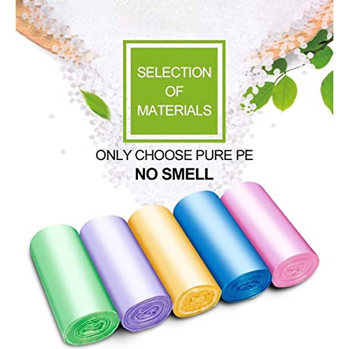 Small Trash Bag, 2.6 Gallon Garbage Bags FORID Bathroom Trash can Liners for Bedroom Home Kitchen 150 Counts 5 Color