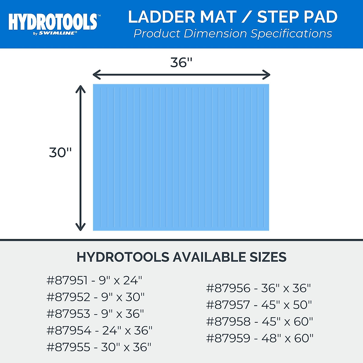 SWIMLINE HYDROTOOLS Protecitve Pool Ladder Mat For Above Ground Pools Stairs, Steps, & Ladders | 30 x 36 INCH | Safety & Stability Swimming Pool Accessories | Made in USA | Premium Durable Material