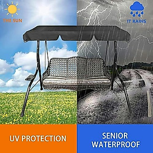 BTURYT Swing Chair Canopy Replacement, 2-3 Seater Swing Chair Canopy Cover, Anti-UV Waterproof Swing Chair Top Cover Roof for Outdoor Garden