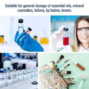 ALWSCI 144 PCS 1 Dram (4 ml) Clear Borosilicate Glass Liquid Empty Sample Vials, 15 mm Diameter x 45 mm Length, 13-425 Black Screw Caps with Natural PTFE/White Silicone Liner