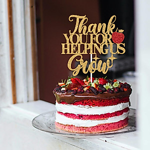 Jenrtvis Thank You for Helping Us Grow Cake Topper, Teacher Appreciate Cake Decor, Thankful Teacher, Class of 2024 Grad Party Decorations