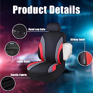 AUCELI Car Seat Covers Full Set, Breathable Front and Rear Seat Covers with 2mm Composite Sponge Inside, Premium Cloth Automotive Seat Cushion Protectors Covers for Most Cars