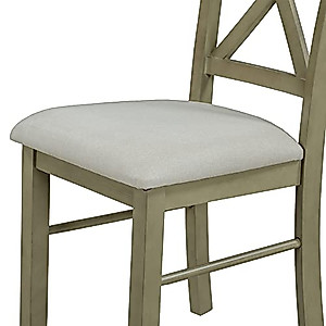 Harper & Bright Designs 4-Piece Wood Dining Table Set, Farmhouse Rustic Kitchen Dining Table with 2 Upholstered X-Back Chairs and Bench, Gray Green