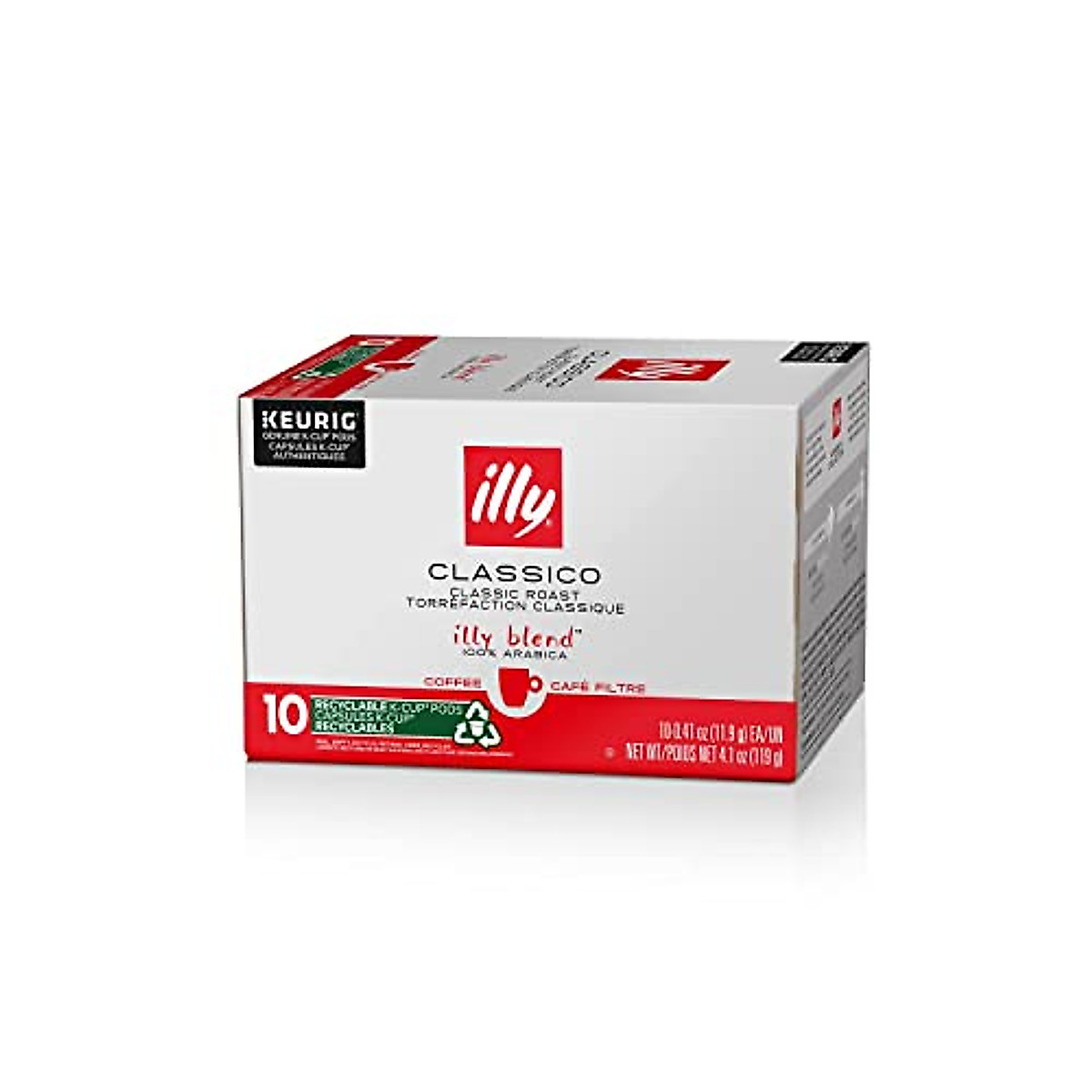 illy Coffee, Smooth and Balanced, Classico Medium Roast Coffee K-Cups, Made with 100% Arabica Coffee, All-Natural, No Preservatives, Coffee Pods for Keurig Coffee Machines,10 K-Cup Pods (Pack of 1)