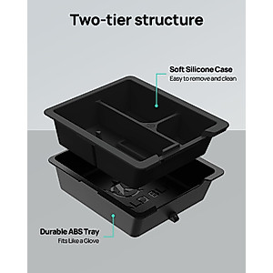HALOBLK Center Console Organizer Tray, Two-Tier Removable Design Compatible with Tesla Model 3 (2021-2023) Model Y (2021-2024) [Not Compatible with 2024-2025 Model 3 Refresh & 2025 New Model Y]