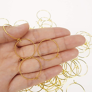 TOAOB 100pcs Wine Glass Charm Rings 25mm Gold Plated Open Earring Beading Hoop Party Favor