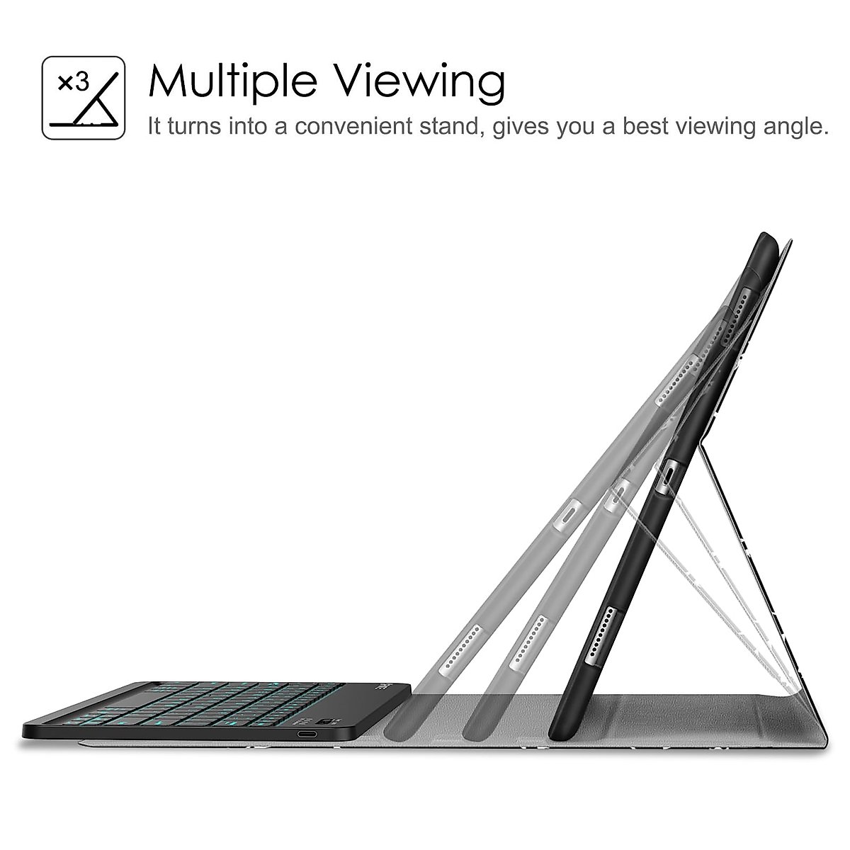 Fintie Keyboard Case - 2017/2015 iPad Pro 12.9 inch (Old Model) 1st & 2nd Gen Case, Soft TPU Protective Cover, [7 Color Backlit] Magnetically Detachable Wireless Bluetooth Keyboard, Composition B
