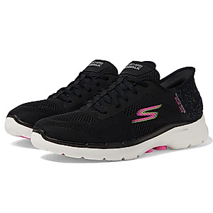 Skechers Go Walk 6 Vivid Idea Hands Free Slip-Ins Black/Multi 8 B (M)