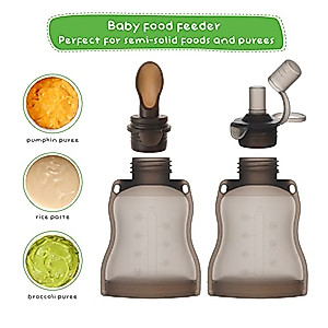 haakaa Silicone Feeding Spoon Attachment, Baby Food Dispensing Squeeze Spoon Top,BPA Free, Bite-Proof, Compatible with haakaa’s Silicone Yummy Pouches and Silicone Milk Storage Bags