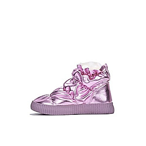 Cape Robbin Brixton Metallic Ruched Fur Snow Boots for Women, Lined Slide On Women's Ankle Outdoor Boots - Pink Size 10