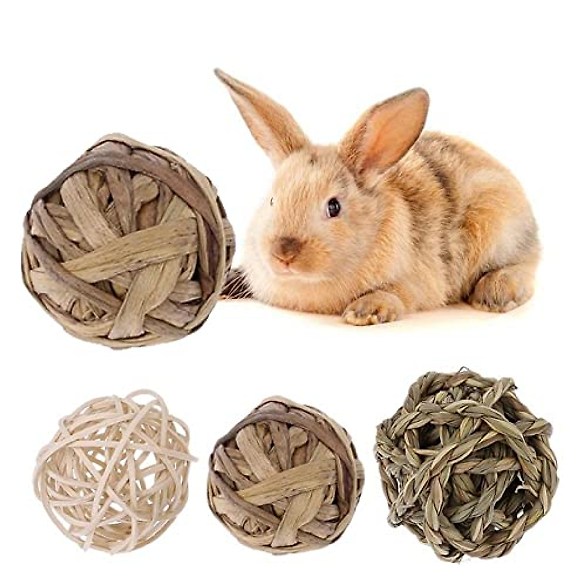 Small Animal Activity Toy, Pet Bird Play Rattan Balls Chew Toys for Chinchilla Guinea Pig Rats Rabbits Hamster Gerbil Degu Bunny(Water Hyacinth)