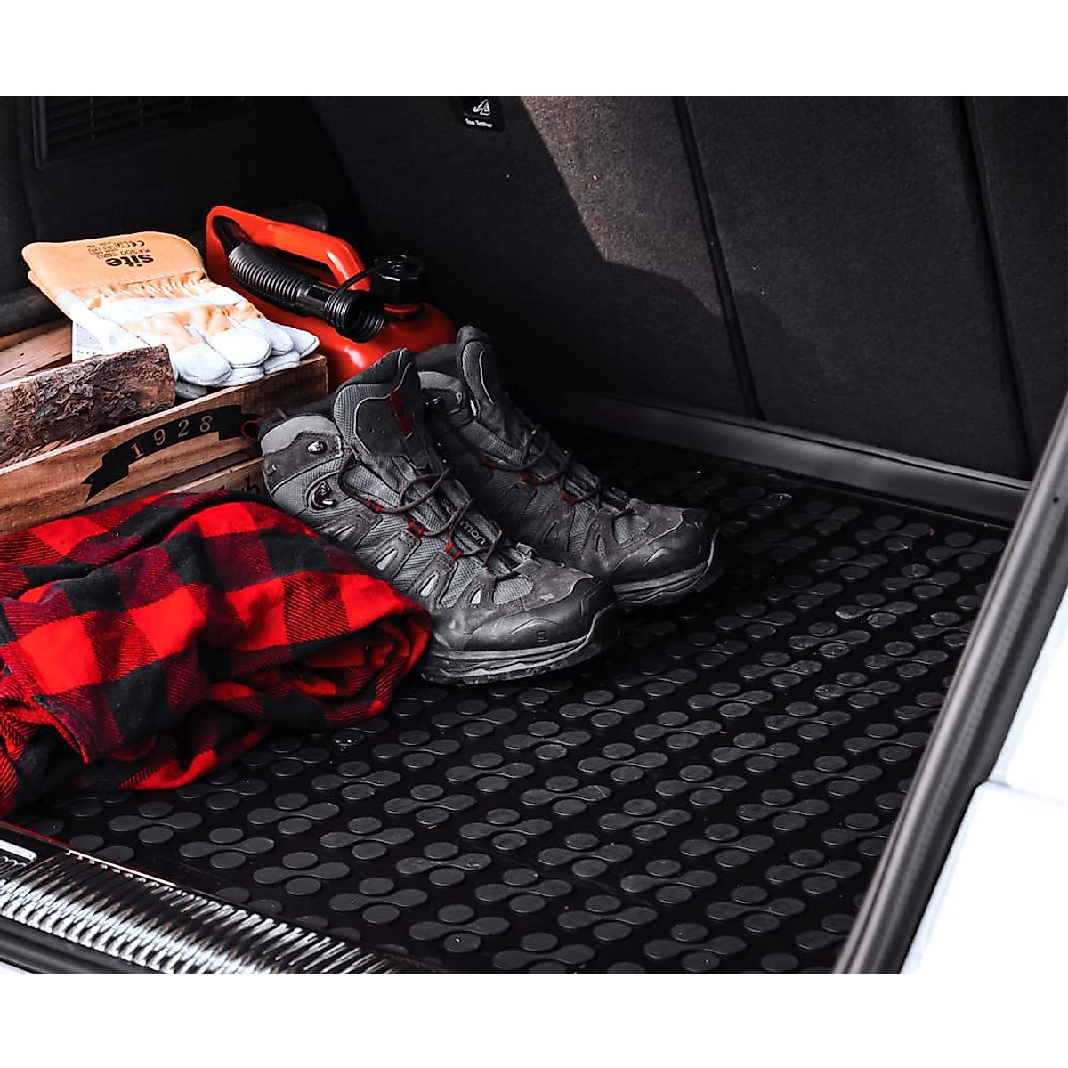 REZAW-PLAST Premium Trunk Mat Compatible with 2017-2024 Volvo S90 Cargo Mat/Sedan/All Weather Rear Rubber Floor Mat, Custom Fit, Tailored, Odorless, Car Accessories Black