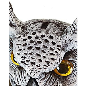 Dalen Fake Owl Decoy to Scare Birds Away from Gardens, Rooftops, and Patios - Scarecrow Provides Chemical-Free Pest Control - Safe and Humane, 16" Great Horned Owl - Snow White