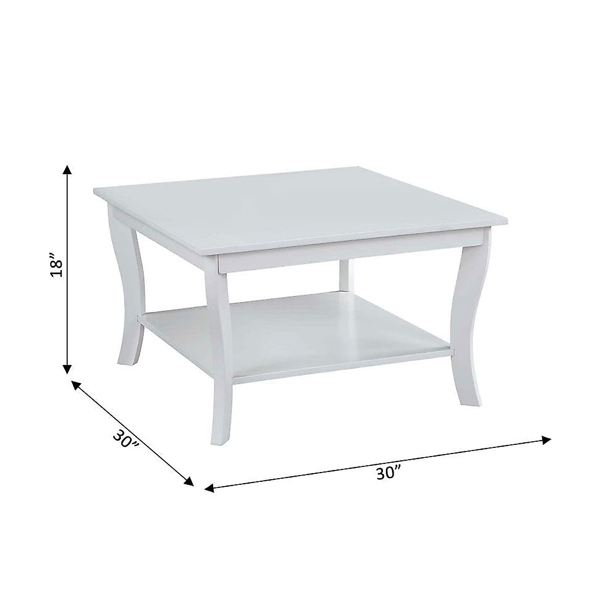 Convenience Concepts American Heritage Square Coffee Table, White
