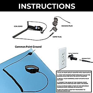 Static Care ESD Mat Workstation Ground Kit - 15' Common Point with Banana Plug, Universal Snap Kit, Banana Plug Adapter, 6' Coil Cord with Alligator Clip, Black Fabric Wrist Band 4mm