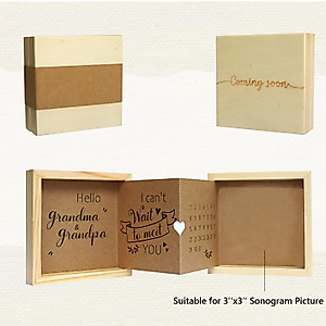 HAMUIERS Pregnancy Announcement for Grandparents, Grandparents Baby Announcement Ideas Sonogram Picture Frame Wooden Keepsake Box, First Time Grandparents Gift