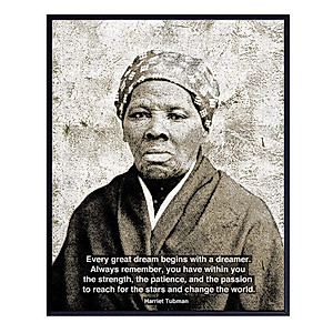 Black African American Civil Rights Wall Art Print - Harriet Tubman Motivational Quote Home Decor or Office Decoration - Inspirational Gift for Entrepreneur, Classroom, Teacher - 8x10 Photo Poster