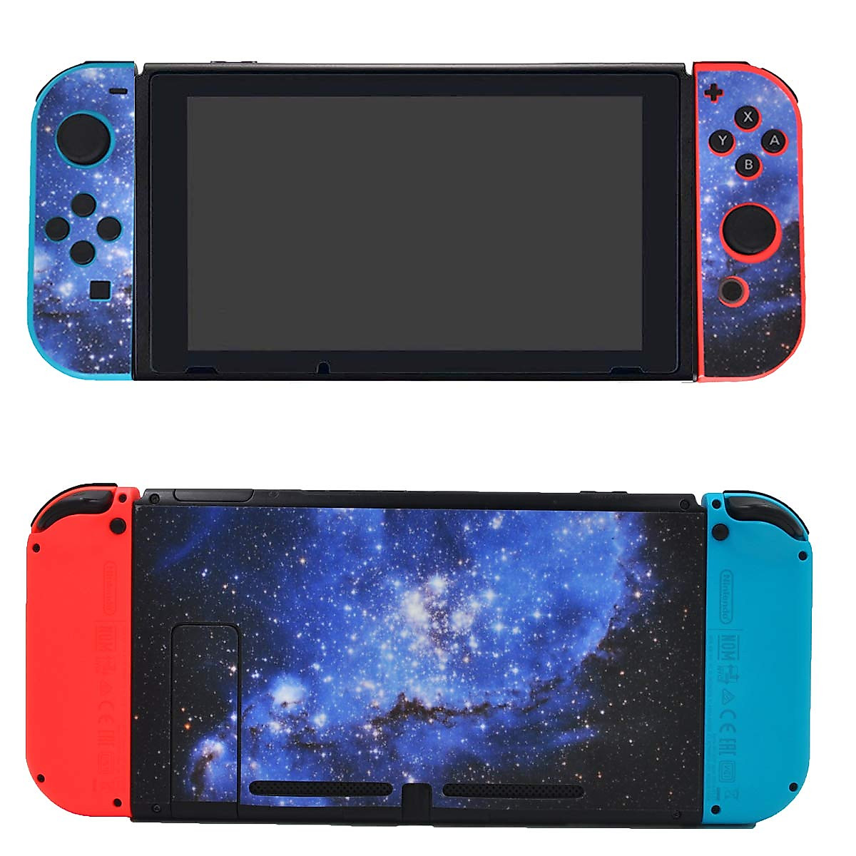 Taifond Full Set Faceplate Skin Decal Stickers for Nintendo Switch with 2Pcs Screen Protector (Console & Joy-con & Dock & Grip) -Blue Galaxy