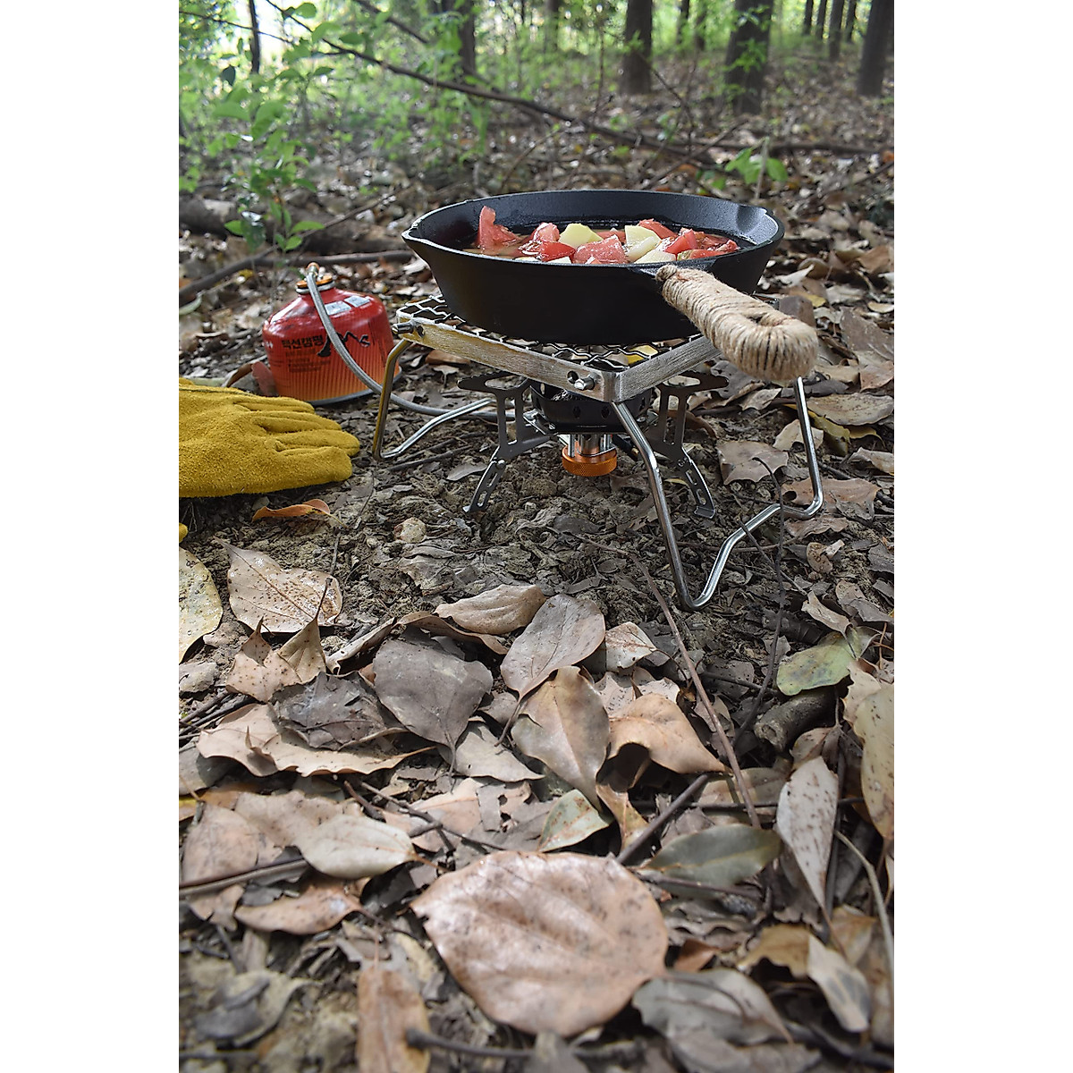 DZRZVD Camp Grill with Foldable Legs-304 Stainless Steel Grill Grate for Gas Stove-Ultralight Campfire Stand-Portable Grill Grid for Backpacking/Camping/Hiking/Picnic/Traveling/Fishing with Carry Bag