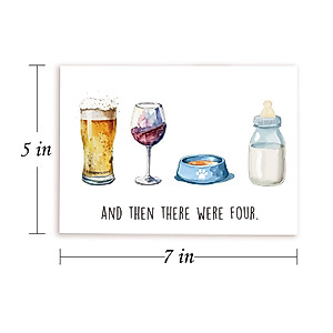 HEALSLA Lovely Baby Shower Card, Funny New Baby Congratulations Card for New Mom Dad Parents, New Born Card for Pregnant Couple, And Then There Were Four