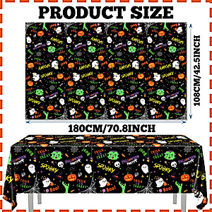 3Pcs Halloween Tablecloth Plastic Spooky Tablecloth Rectangle Spider Web Table Cloth Ghost Table Cloth Halloween Table Decorations Scary Tablecloth Horror Table Cloth Pumpkin Tablecloth