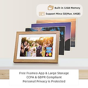 Eptusmey WiFi Digital Picture Frame with 32G Storage, 11.5" Digital Photo Frame with Load from Phone Capability, Share Photo via Frameo APP, Video Display, Gift for Mom, Log Color