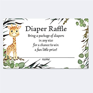 Set of 50 Safari Theme Diaper Raffle Cards, Diaper Raffle Cards for Baby Shower, Diaper Raffle Tickets for Jungle Theme Baby Shower