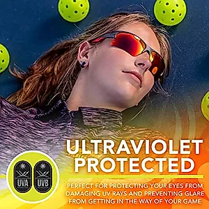 Franklin Sports Pickleball Sunglasses - All Sport UV Glasses for Tennis, Pickleball, Cycling, Rowing + More - Athletic Shades with Headband + Carry Bag, Red