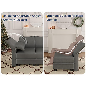 LLappuil 1 Pair Modular Armrest Backrest Module for Convertible Modular Sectional Couch Sofa, Interchangeable Armrest Backrests, Waterproof Faux Leather, Dark Grey