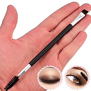 KINGMAS Eyebrow Brush, Professional Dual Angled Eye Brow Brush and Spoolie Brush Eyelash Comb Eyebrow Tool (Black)