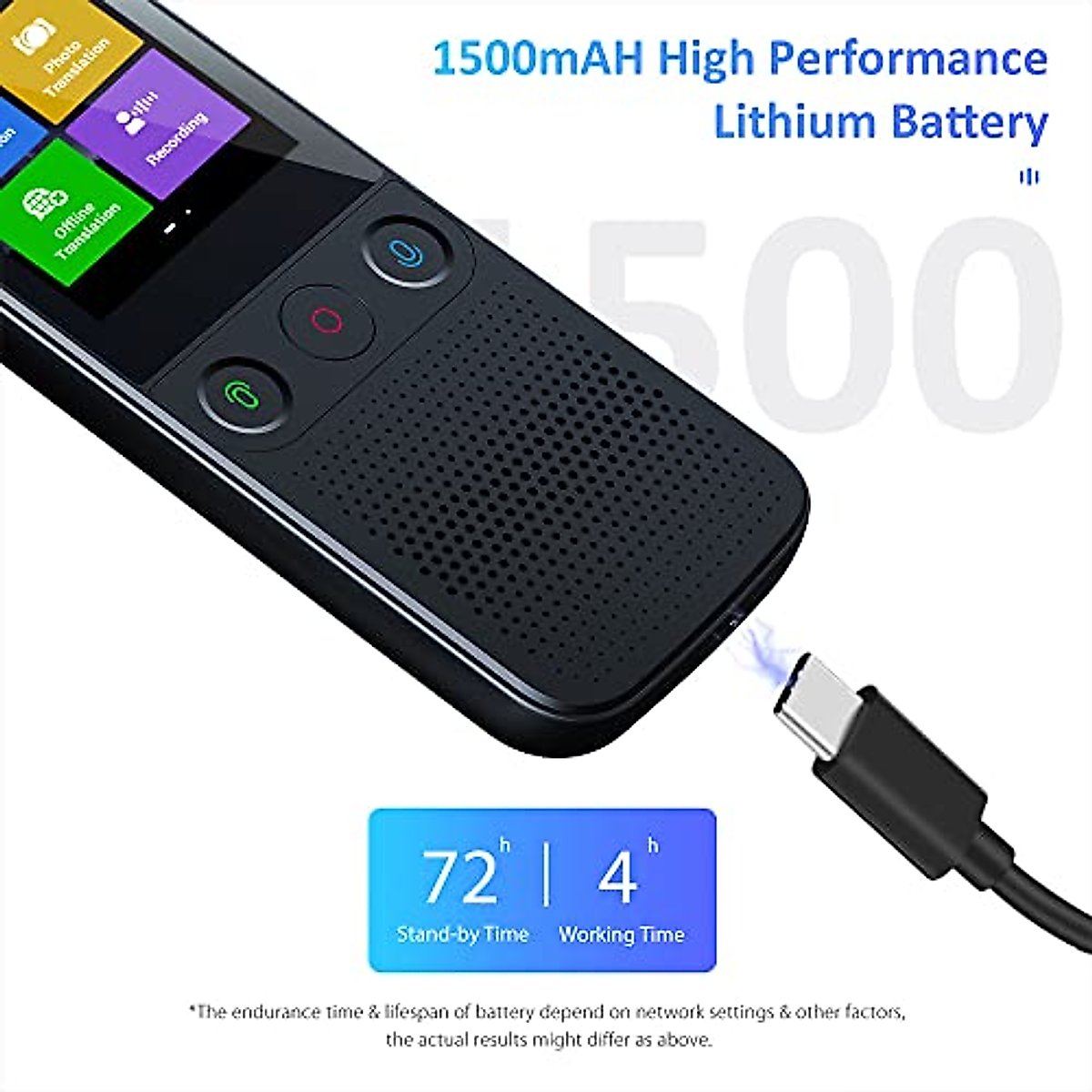 Language Voice Translator Device Portable Smart Translator Two Way Online 138 Languages Real Time - Black