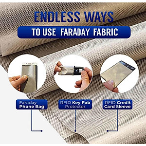 YSPP Faraday Fabric Blocking RFID/RF Radiation Protection EMF Blockers RFID Blocking Fabric EMF Shield WiFi Jammer EMF Shielding Curtains,silver-6x1.1m