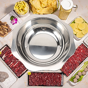 Cabilock Stainless Steel Octagonal Pot Electric Stove Pot Ramen Cooker Stir Fry Pan Shabu Shabu Hot Pot Stock Pasta Pot Stainless Cookware Food Cooking Hot Pot Steamer Dog
