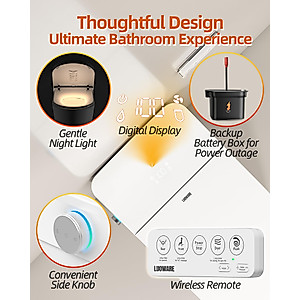 Luoware Smart Toilet with Bidet Built in, Luxury One Piece Elongated Bidet Toilet with Auto Close & Flush, Foot Sensor to Open/Close/Flush, Heated Seat, Massage Wash, Night Light, Remote Control