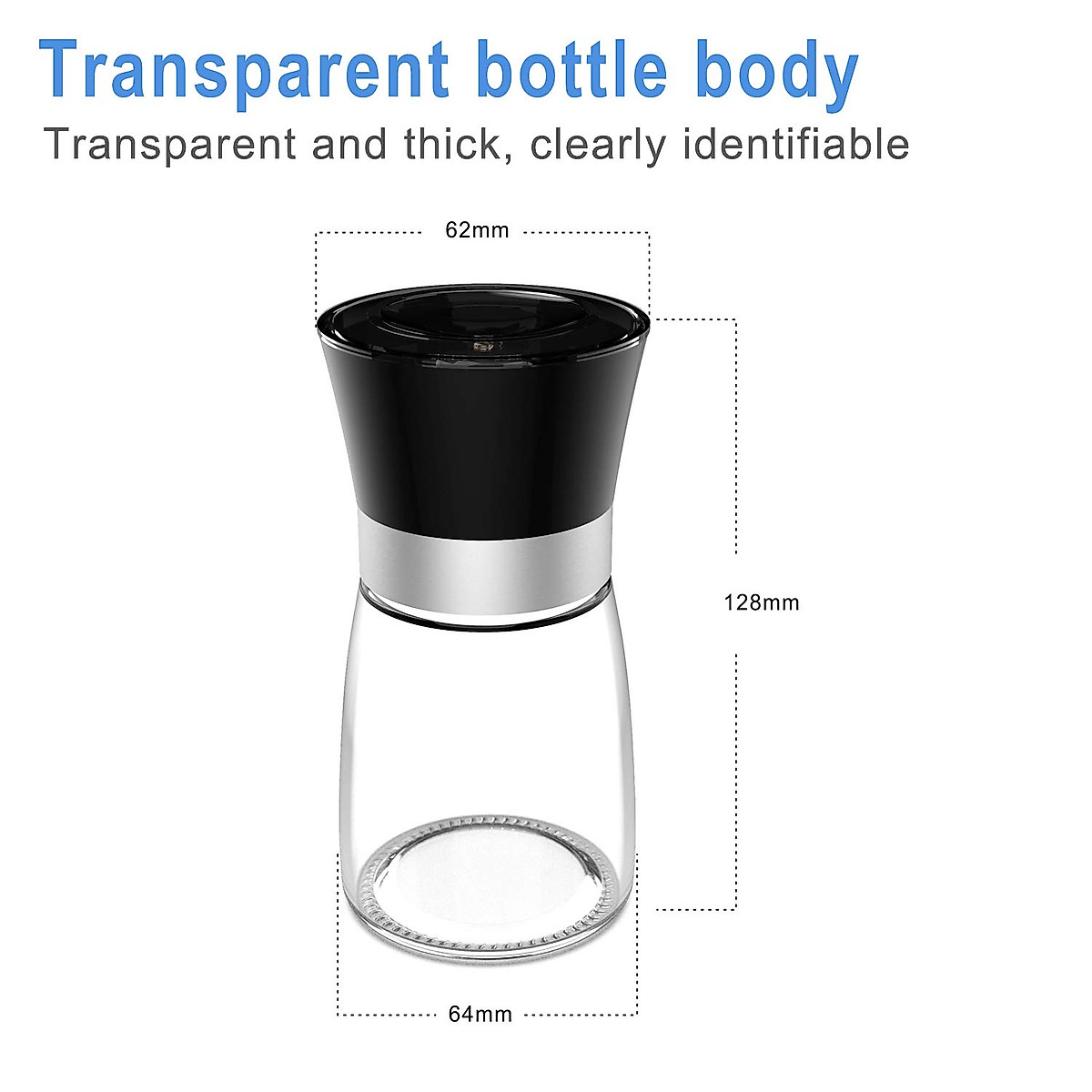 TINGFENG Epare Salt or Pepper Grinder, Best Spice Mill One Handed Pepper Grinder, Mini Unicorn Pepper Grinder( 1P) (Black)