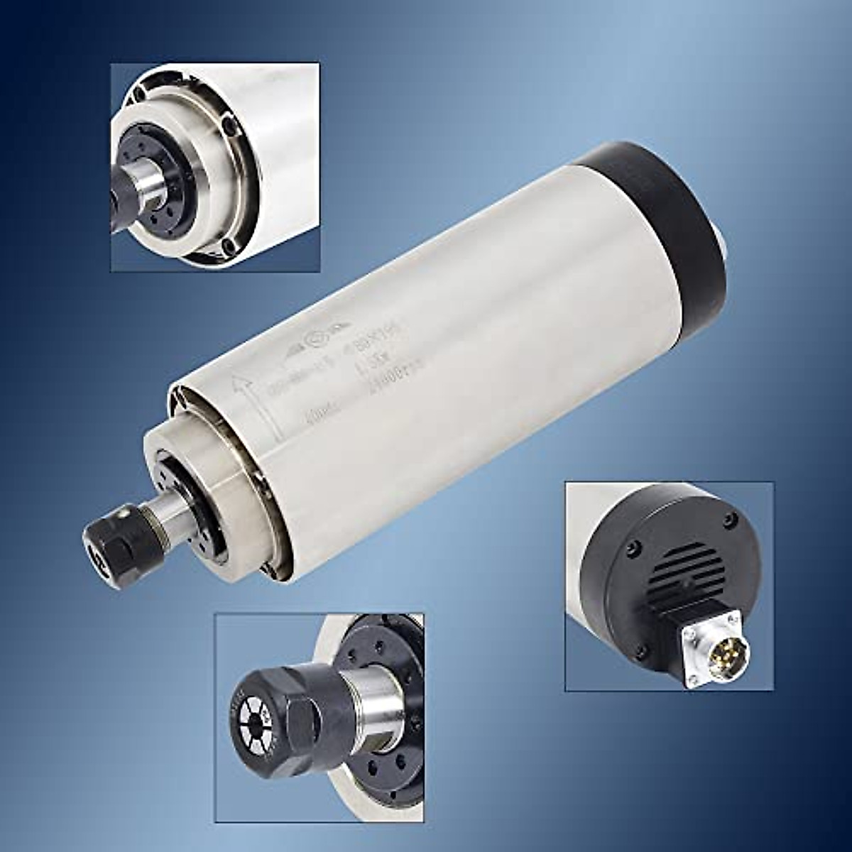 RATTMMOTOR CNC Spindle Motor 1.5KW Air Cooled Spindle Motor 110V ER16 Collet 80mm Diameter 15A 400HZ 24000RPM for CNC Router Engraving Milling Machine