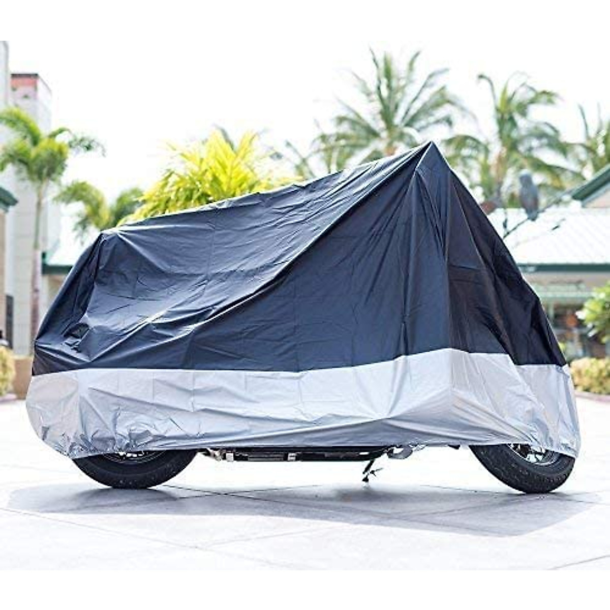 XYZCTEM All Season Black Waterproof Sun Motorcycle Cover,Fits up to 108" Motors (XX Large & Lockholes)