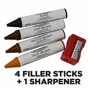 Weiman Wood Repair System Kit - 4 Filler Sticks 4 Touch Up Markers - Floor and Furniture Scratch Fix
