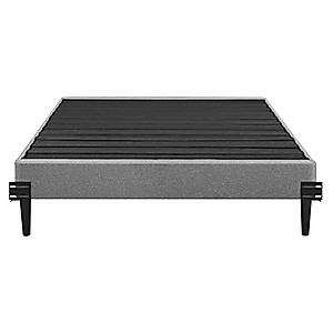 Classic Brands Palmetto Upholstered Platform Bed Frame/Mattress Foundation/Wood Slat Support/No Box Spring Needed, Light Grey, Full