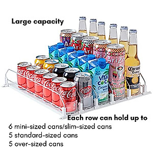 Drink Organizer for Fridge, Baraiser Self-Pushing Soda Can Organizer for Refrigerator, Pantry and More, White