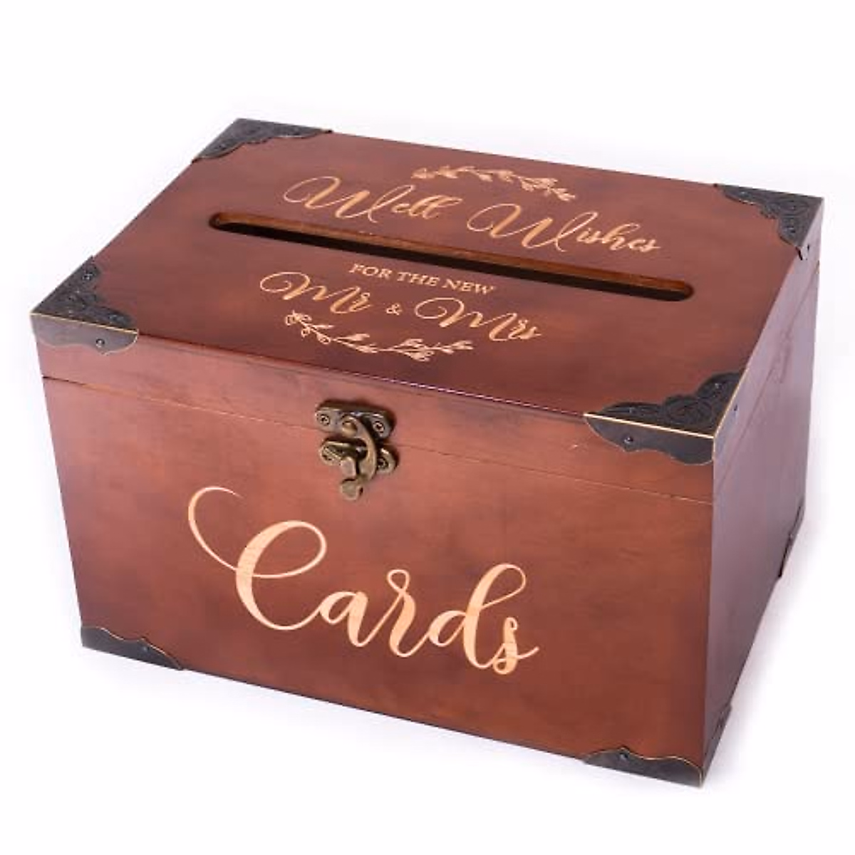 Joy Ceremony Decorative Wedding Card Box, Rustic Wooden Envelope Boxes with Slot, Wishing Well for Wedding Reception, gift box wedding Card Holder for Advice and Wishes for the Mr and Mrs