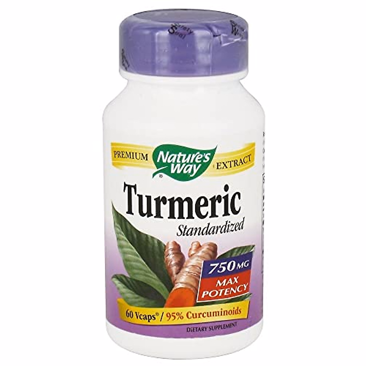 Nature's Way Premium Extract Turmeric Max Potency Standardized to 95% Curcuminoids 750 mg per serving 60 VCaps