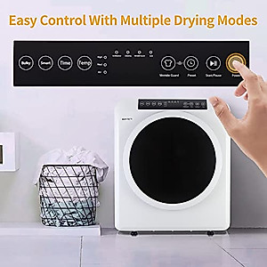 ROVSUN 13.2LB Portable Clothes Dryer, 3.5 Cu.Ft High End Front Load Tumble Laundry Dryer with LED Touch Screen, Stainless Steel Tub for Apartment, Home, Dorm-110V, White